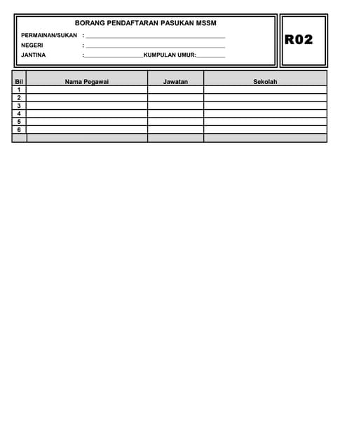Borang r02 mssm | DOC