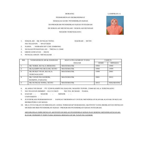 Borang pendidikan khas | DOCX