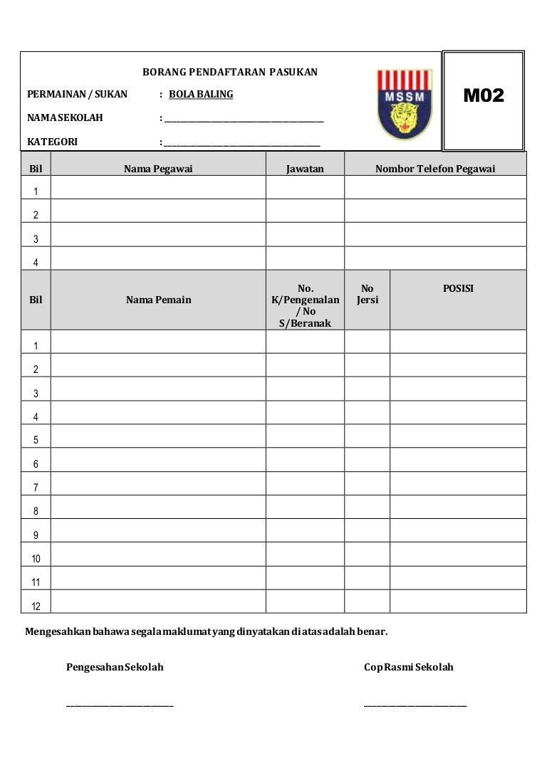 Borang penyertaan m02