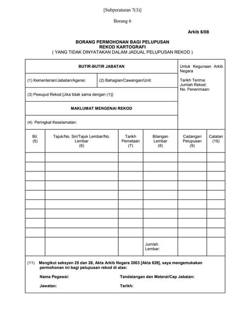 Borang permohonan bagi pemusnahan rekod kewangan dan perakaunan | PDF
