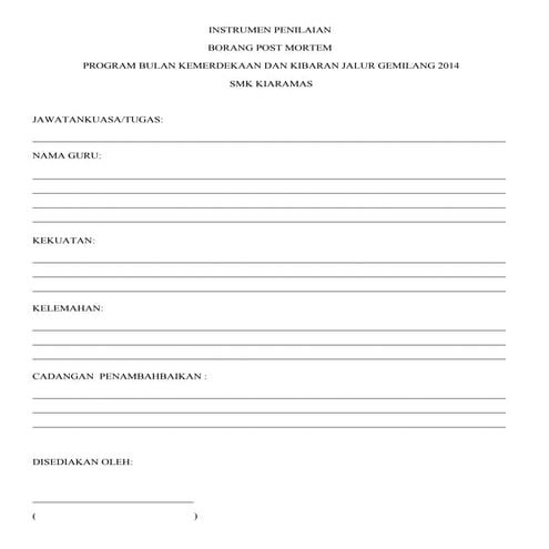 Borang post mortem dokumentasi | DOC