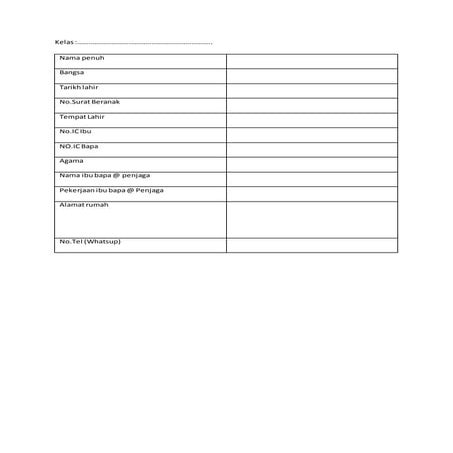 Borang rekod kehadiran | DOCX