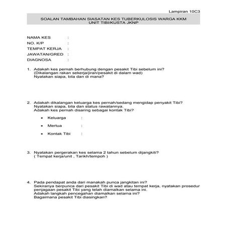 Borang siasatan kes tb warga kkm | DOC