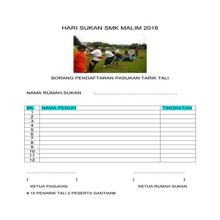 Borang tarik tali 2016 | DOC
