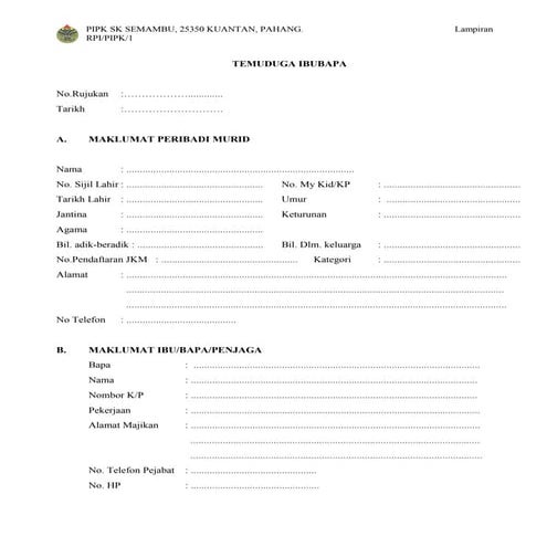 Borang Temuduga Ibubapa | PDF