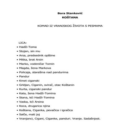 Bora stankovic kostana | PDF