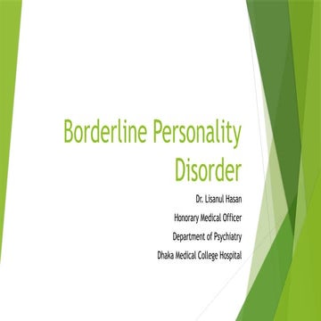 Borderline Personality Disorder (BPD) - Topic Presentation | PPTX