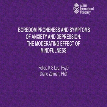Boredom proneness and symptoms of anxiety and depression - the ...