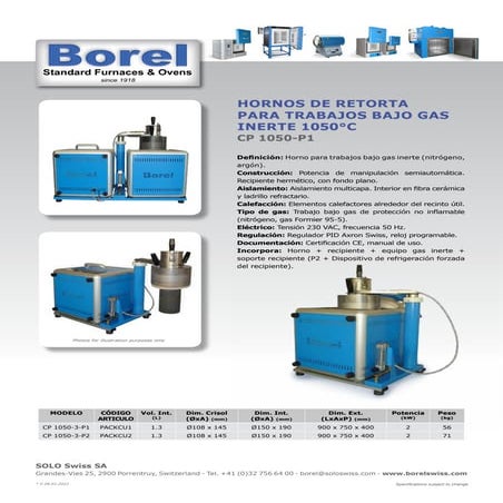 Hornos de retorta para trabajos bajo gas inerte 1050°C | PDF