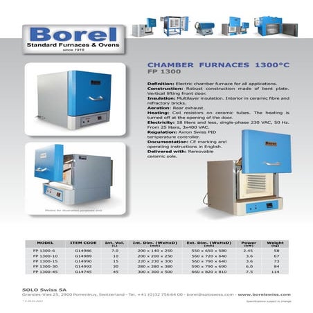 Borel Swiss Fixed Crucible Melting Furnace 1200°C | PDF