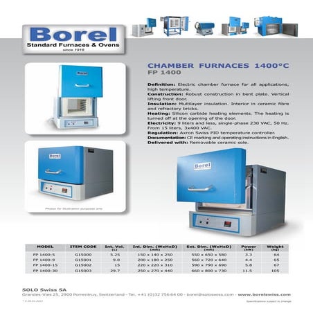Borel Swiss Fixed Crucible Melting Furnace 1200°C | PDF