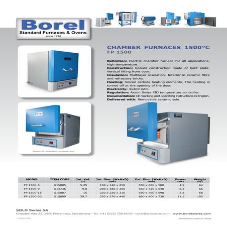 Borel Swiss Fixed Crucible Melting Furnace 1200°C | PDF