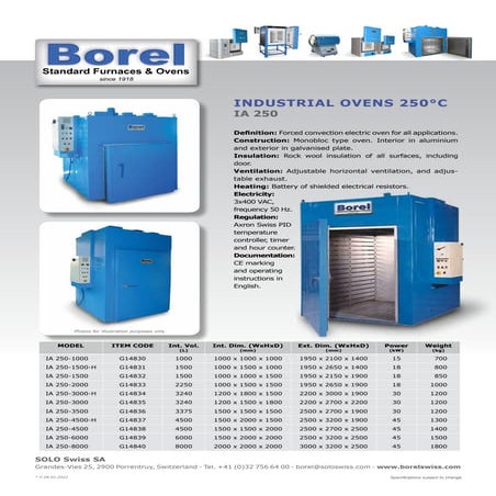 Industrial oven Borel Swiss 150°C | PDF