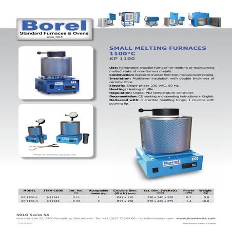 Small melting furnace 1100°C | PDF