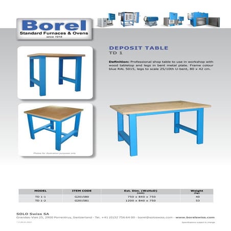 Deposit table Borel Swiss TD 1 | PDF