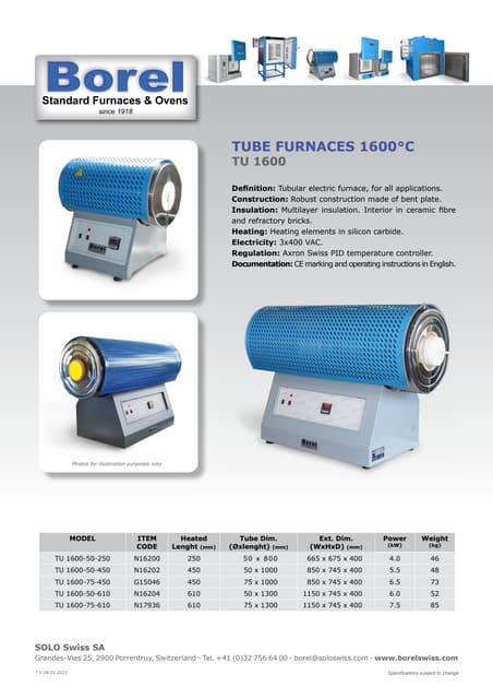 Borel Swiss Glass Furnace 1000°c Pdf