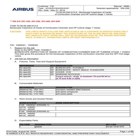 Borescope Inspection of inside of Combustion Chamber and HP turbine ...