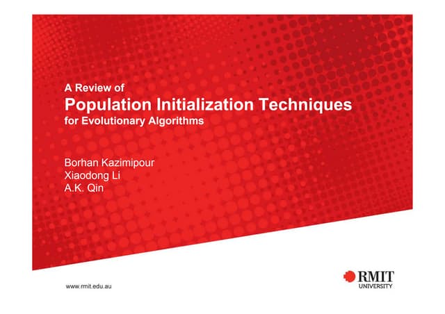 A Review Of Population Initialization Techniques For Evolutionary Algorithms Ppt