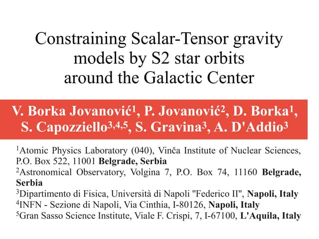 Vesna Borka Jovanović Constraining Scalar Tensor Gravity Models By S2