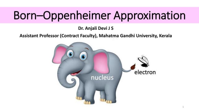 Born Oppenheimer Approximation Pdf