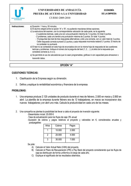Economía 3 examen y criterios de corrección | PDF