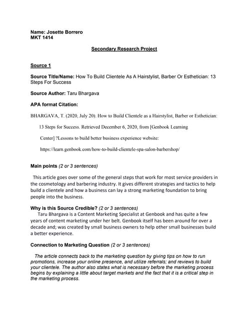 Secondary Research Project | PDF