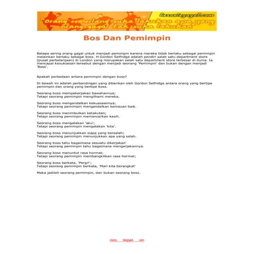 Bos dan pemimpin | PDF