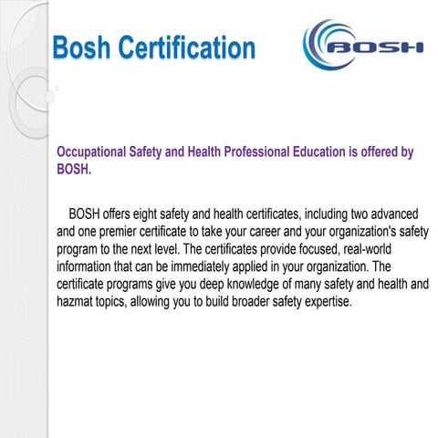 Bosh certification | PPTX