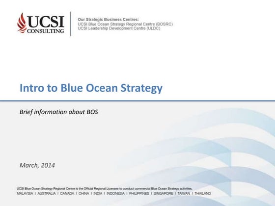 Ucsi Bosc, Ucsi blue ocean strategy consulting