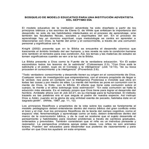Bosquejo modelo educativo por Filiberto Ramírez | DOCX