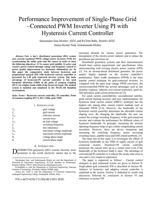 Single Phase Grid Connected Pwm Inverter Using Pi Controller Pdf