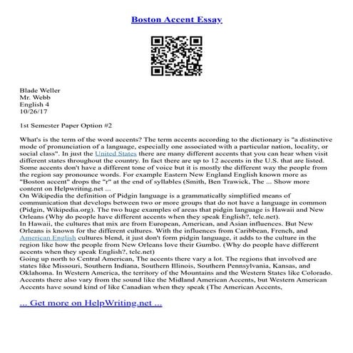 Boston Accent Essay | PDF