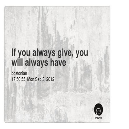 If you always give, you will always have | PDF
