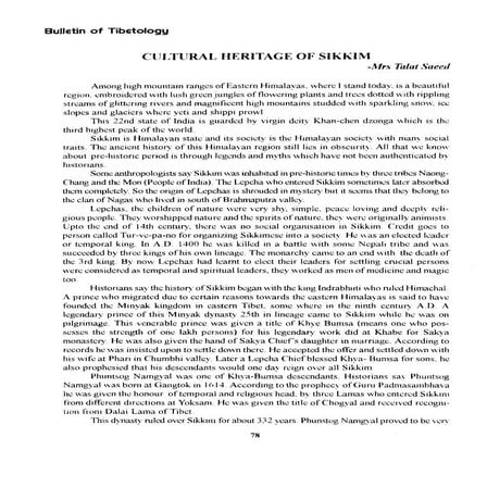 sikkim culture in detailed explanation & its value | PDF