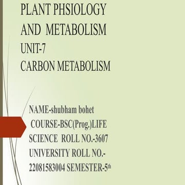 Botany ppt on plant physiology and metabolism | PPTX