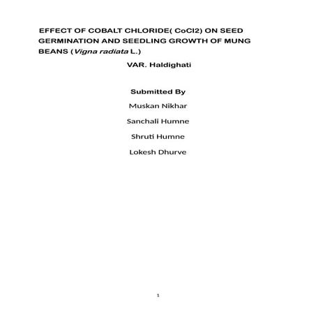 Effect of Cobalt Chloride on the growt of moong beans | DOCX