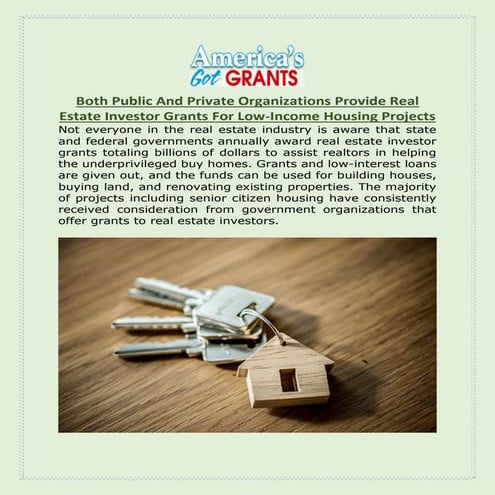 Both Public And Private Organizations Provide Real Estate Investor ...