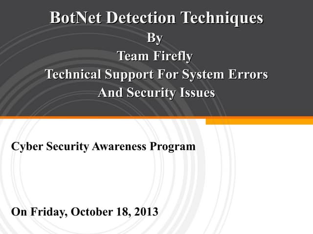 Botnet Detection Techniques Ppt Information And Network Security