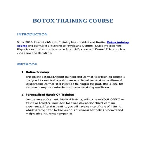 Botox Training Course | PDF