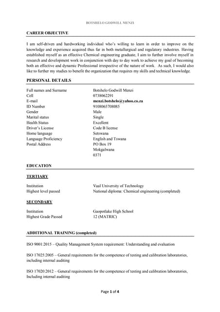 RESUME& Toeic score | PDF