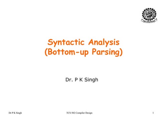 Compiler Design Lr Parsing Slr Lalr Clr Ppt