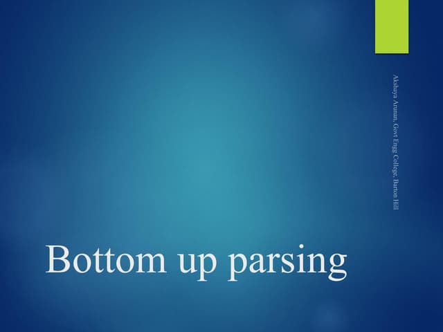 Bottom up parser | PDF | Programming Languages | Computing Bottom up parser | PDF | Programming Languages | Computing
