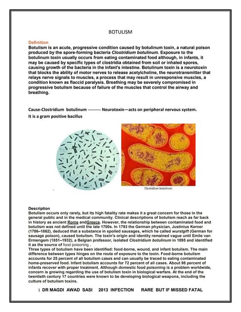 Botulism/ Clostridium botulinum.ppt prepared by Dr PRINCE C P. | PPT