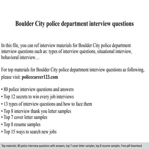 Boulder city police department interview questions | PPT