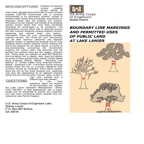 Boundary Line Markings Of Public Land At Lake Lanier | PDF