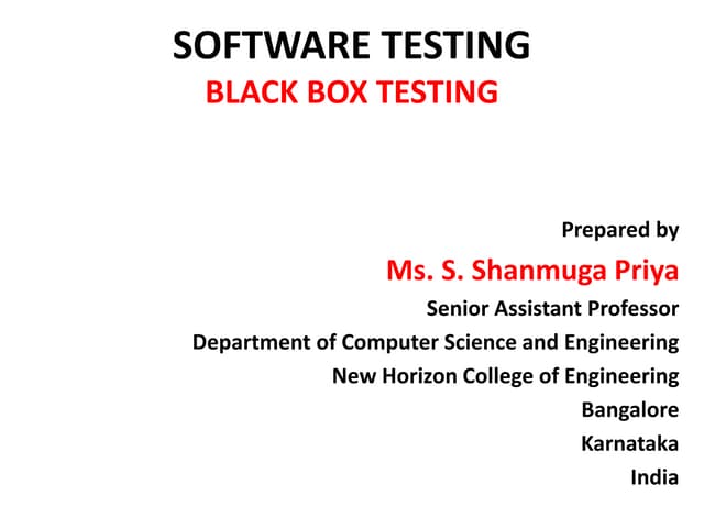 Software Testing Boundary Value Analysis Equivalent Class Partition Decision Table Ppt