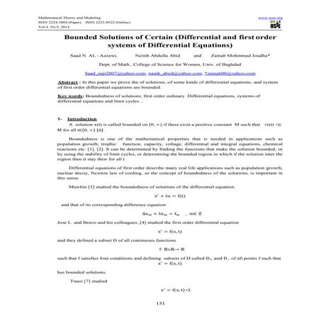 Bounded solutions of certain (differential and first order | PDF