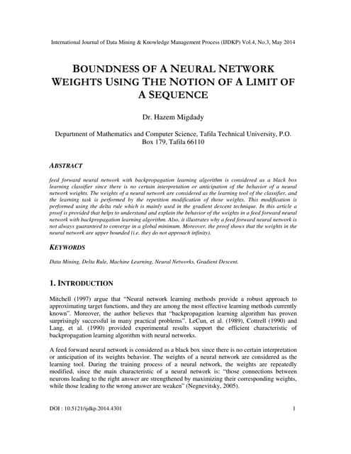 Boundness Of A Neural Network Weights Using The Notion Of A Limit Of A Sequence Pdf