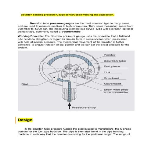 Bourdon sensing pressure gauge. | DOCX