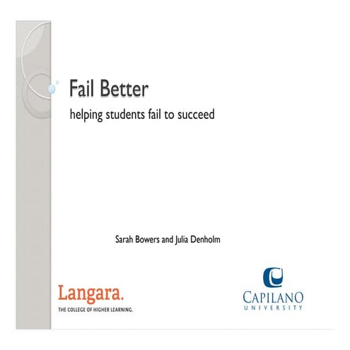 Fail Better: Teaching Students How to Fail to Succeed | PDF